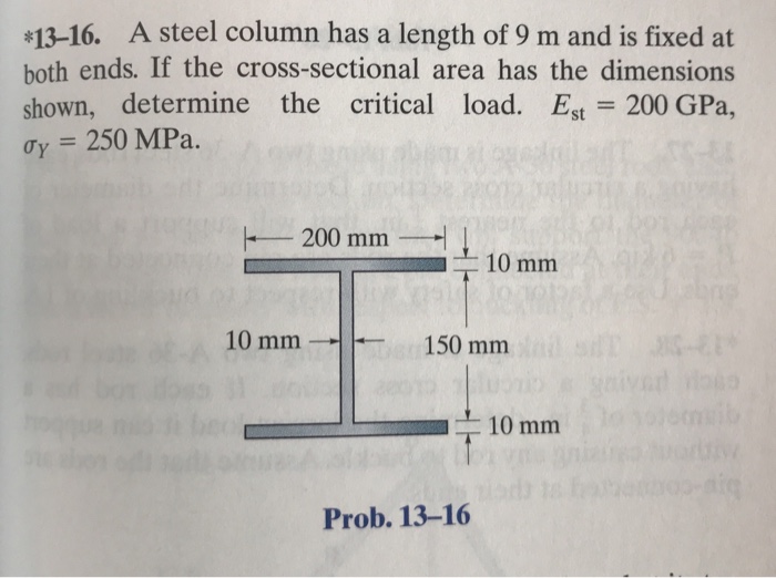 Solved A steel column has a length of 9 m and is fixed at | Chegg.com