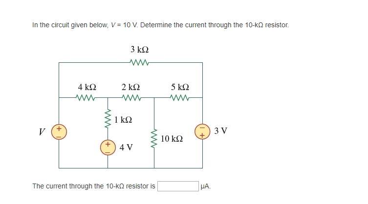 Solved In the circuit given below, V-10 Determine the | Chegg.com