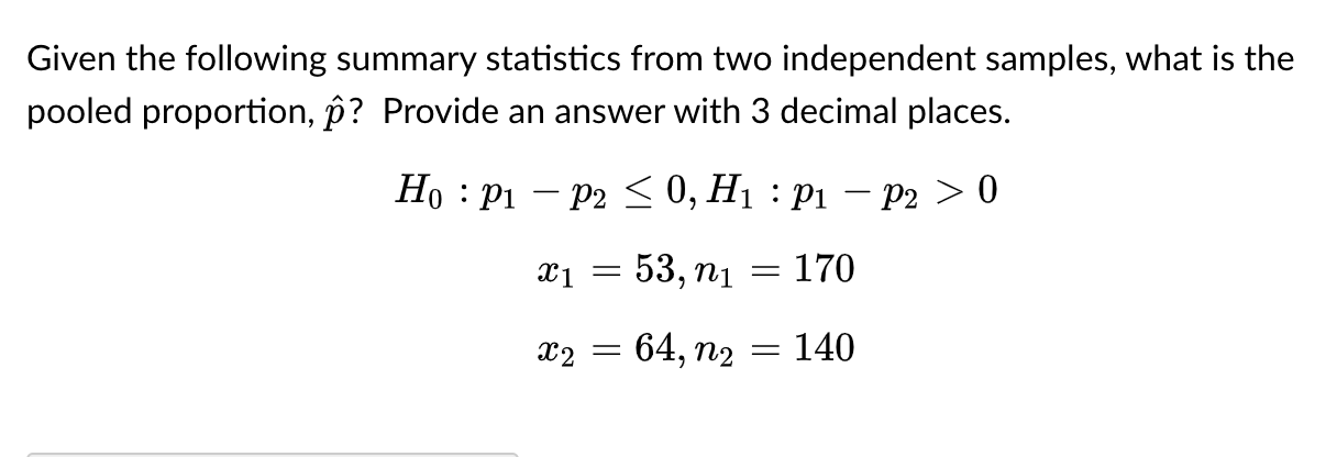 Solved Given the following summary statistics from two | Chegg.com