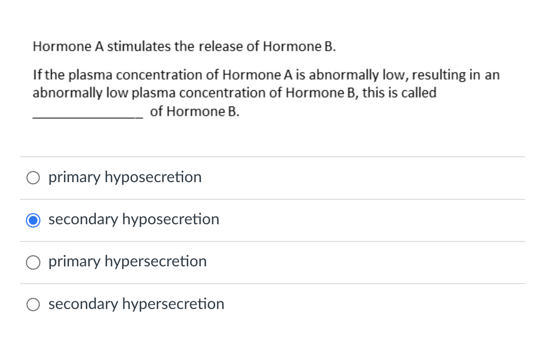 Solved Hormone A stimulates the release of Hormone B. If the | Chegg.com