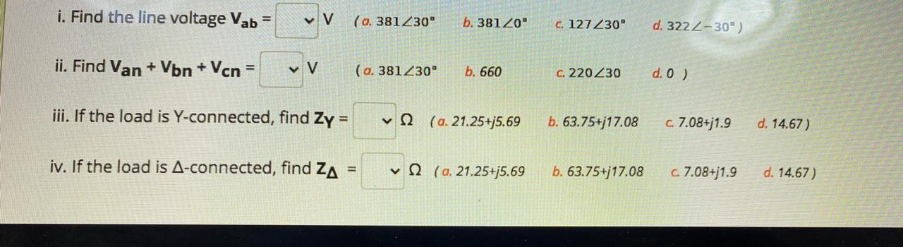 Solved A balanced three-phase Y-connected source with Van = | Chegg.com