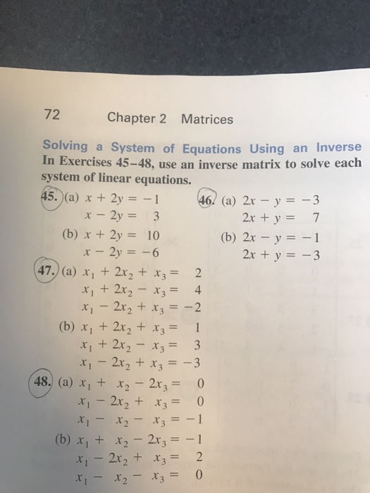 Solved 72 Chapter 2 Matrices Solving a System of Equations | Chegg.com