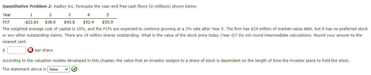 Solved Quantitative Problem 2: Hadley Inc. forecasts the | Chegg.com