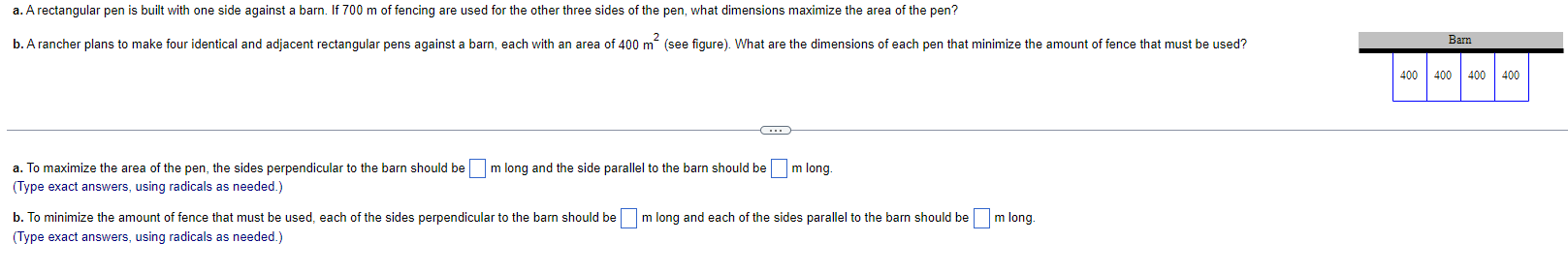 Solved a. A rectangular pen is built with one side against a | Chegg.com