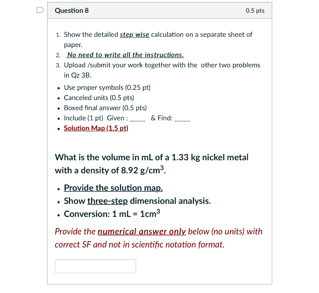 Solved Question 8 0.5 pts 1. Show the detailed step wise | Chegg.com