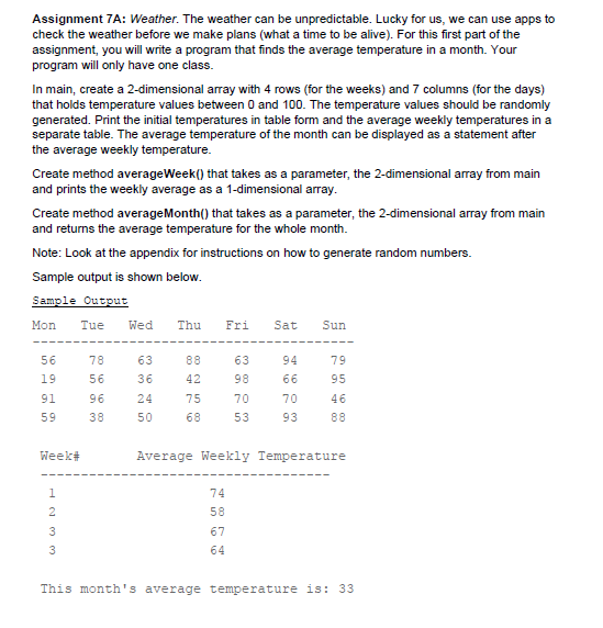 Solved Assignment 7A: Weather. The weather can be | Chegg.com