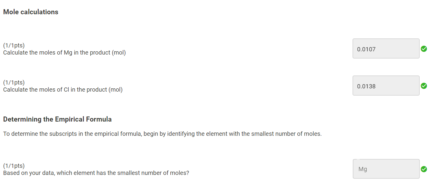 Solved Mole calculations (1/1pts) Calculate the moles of Mg | Chegg.com