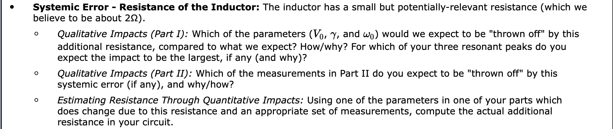 Solved Systemic Error - Resistance of the Inductor: The | Chegg.com