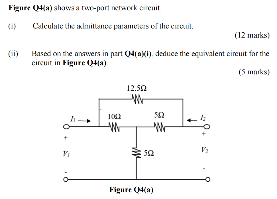 Solved Figure Q4(a) shows a two-port network circuit. (i) | Chegg.com