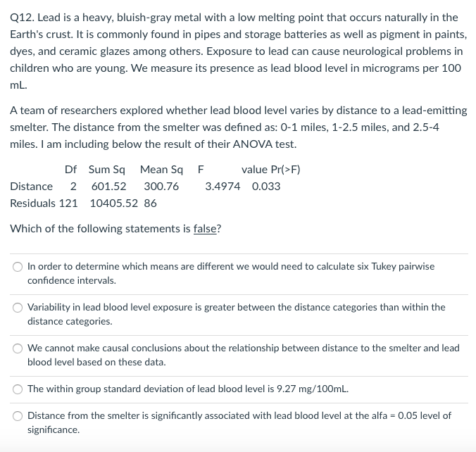 Solved Q12. Lead is a heavy, bluish-gray metal with a low | Chegg.com