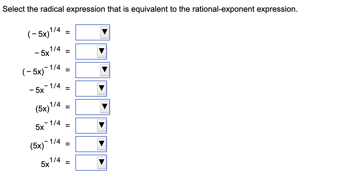 Solved Select the radical expression that is equivalent to | Chegg.com