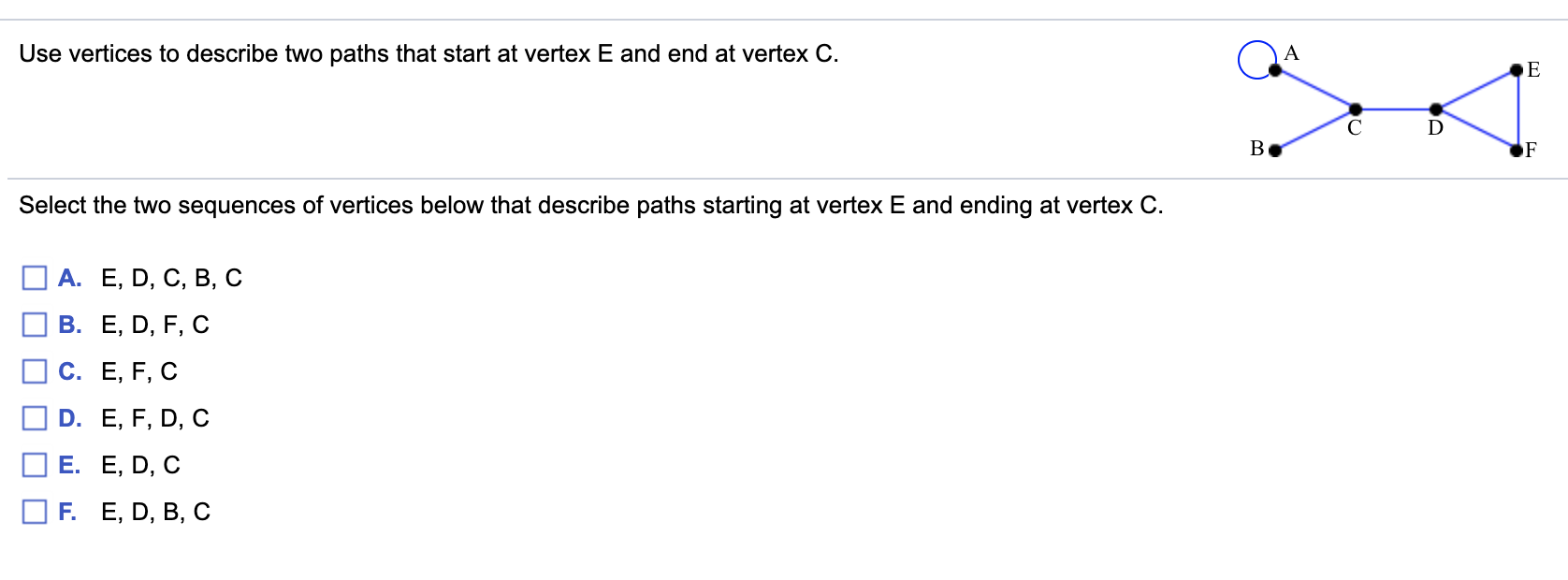 Solved Use vertices to describe two paths that start at | Chegg.com