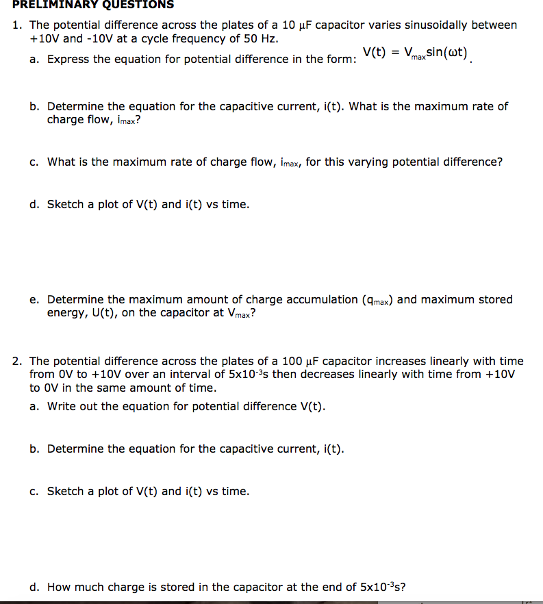 Solved PRELIMINARY QUESTIONS 1. The potential difference | Chegg.com
