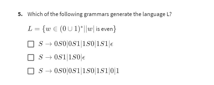 Solved 5. Which of the following grammars generate the | Chegg.com