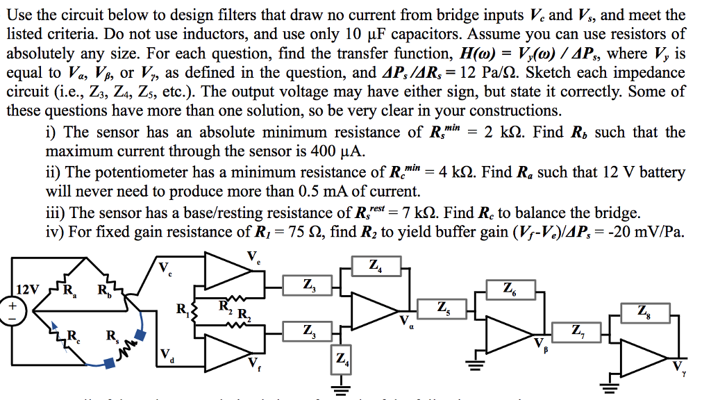 Use the circuit below to design filters that draw no | Chegg.com