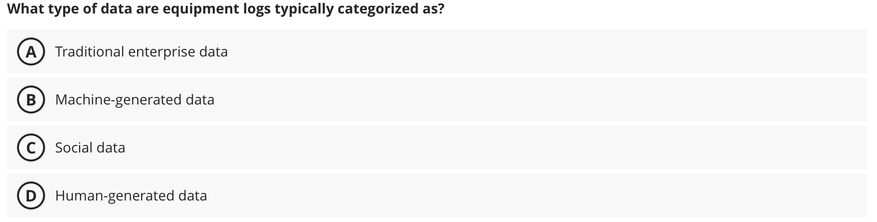 Solved What type of data are equipment logs typically | Chegg.com
