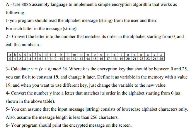 A - Use 8086 assembly language to implement a simple | Chegg.com