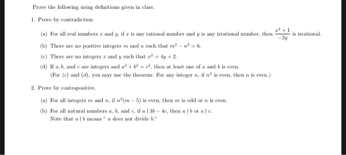 Solved Prove the following using definitions given in class | Chegg.com