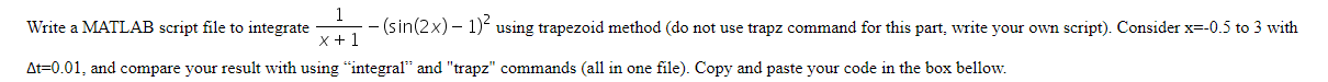 Solved 1 Write a MATLAB script file to integrate - (sin(2x) | Chegg.com