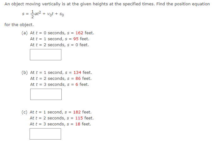 An object moving vertically is at the given heights | Chegg.com