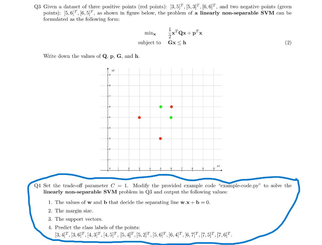 Solved Q3 Given a dataset of three positive points (red | Chegg.com