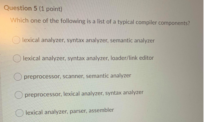 Solved Question 5 1 Point Which One Of The Following Is A 
