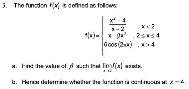 Solved 3. The function f(x) is defined as follows: | Chegg.com