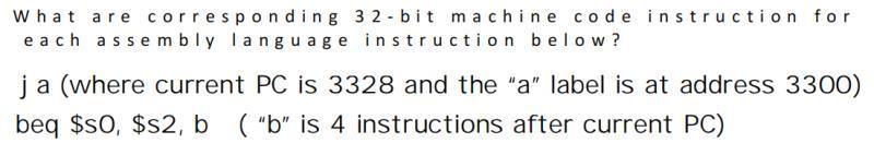Solved What Are Corresponding 32 Bit Machine Code 