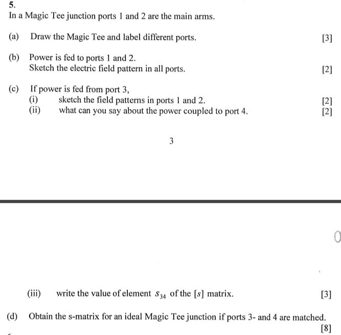 [3] 5. In a Magic Tee junction ports 1 and 2 are the | Chegg.com