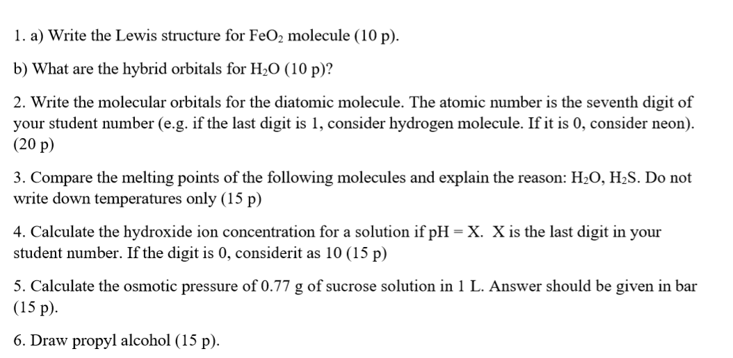 Solved 1. a) Write the Lewis structure for FeO2 molecule (10 | Chegg.com