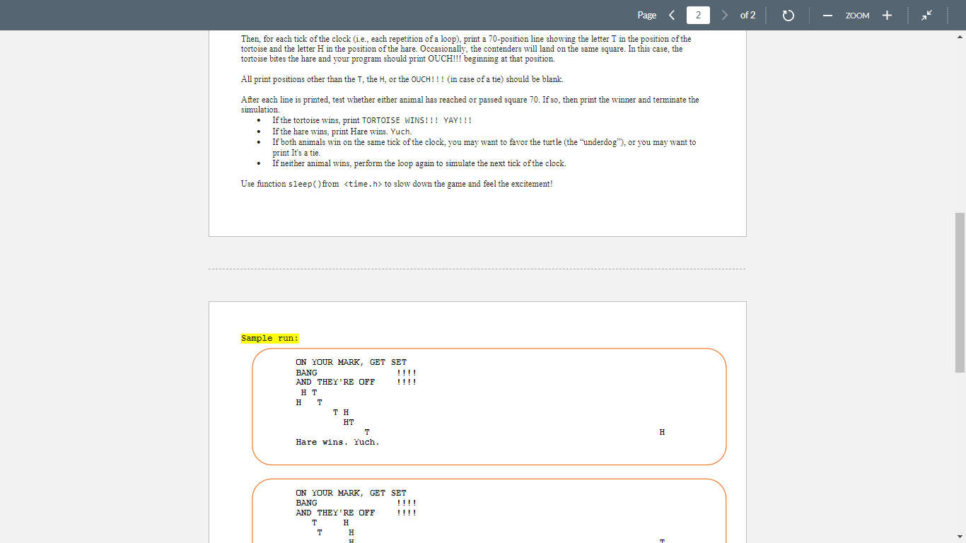 Page 1 > of 2 ZOOM + CIS2107_Lab06: "Race" Points: | Chegg.com