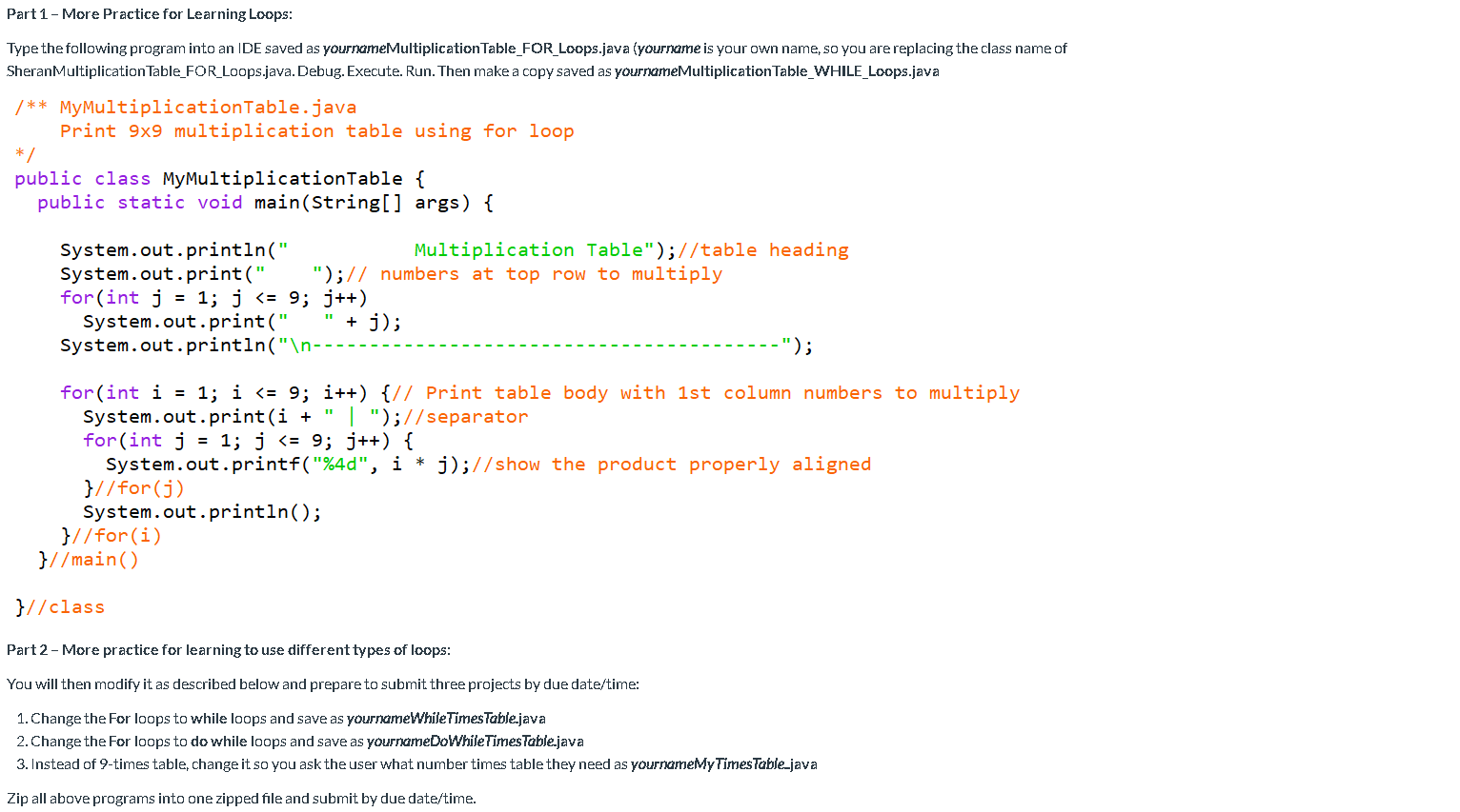 Solved Part 1 - More Practice for Learning Loops: Type the | Chegg.com