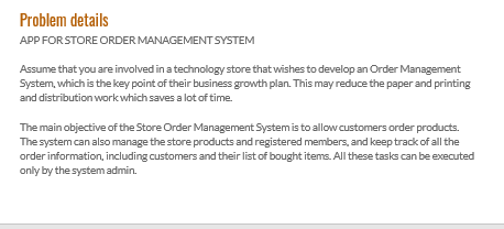 Solved Problem details APP FOR STORE ORDER MANAGEMENT SYSTEM | Chegg.com