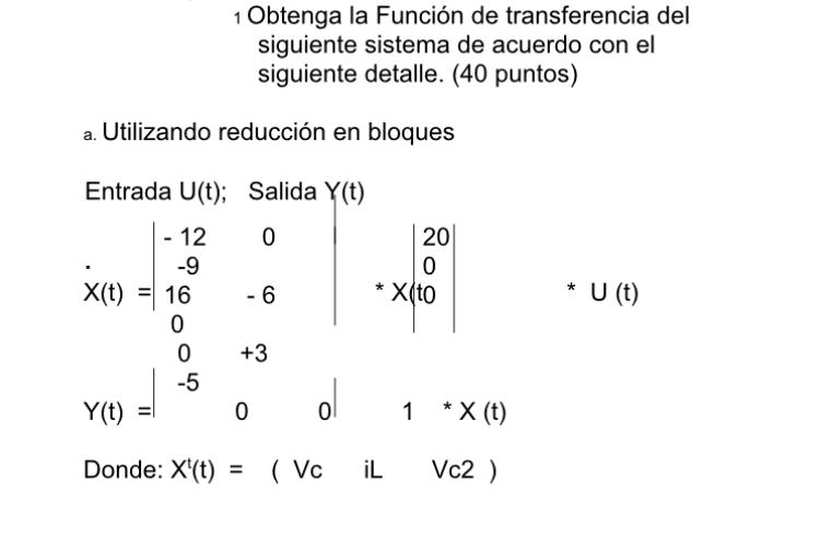 1 Obtenga la Función de transferencia del siguiente | Chegg.com