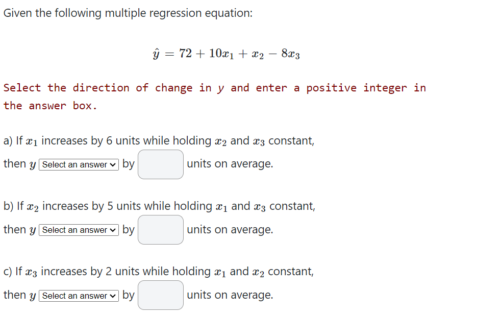 Solved Given the following multiple regression equation: | Chegg.com