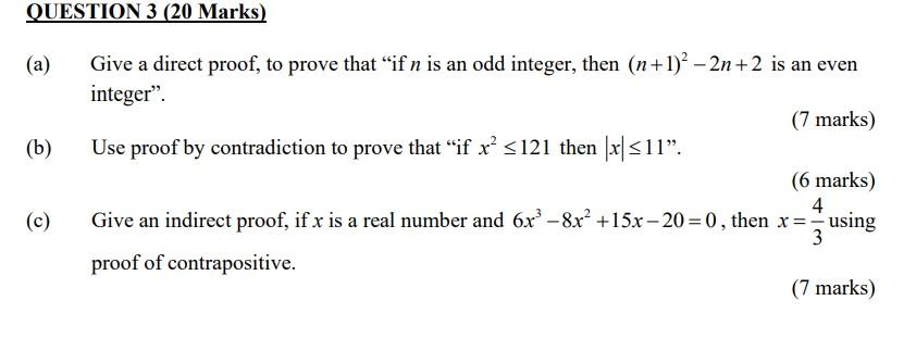 Solved (a) Give a direct proof, to prove that "if n is an | Chegg.com