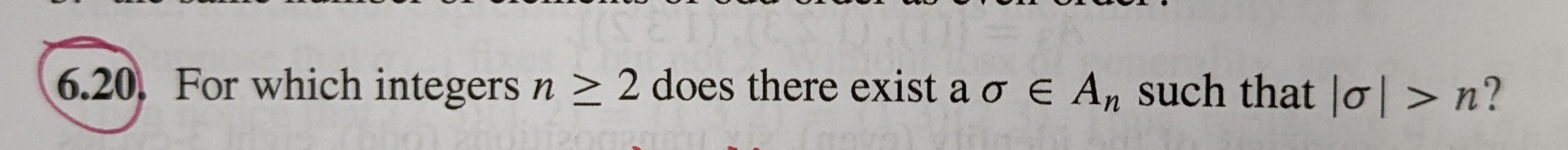 Solved 6.20. For which integers n >= 2 does there exist a | Chegg.com