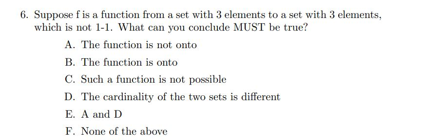 Solved 6. Suppose f is a function from a set with 3 elements | Chegg.com