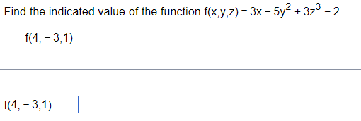 Solved Find the indicated value of the function | Chegg.com
