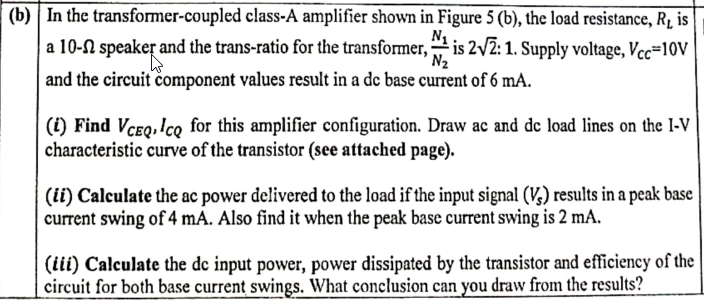 Solved In the transformer-coupled class-A amplifier shown in | Chegg.com