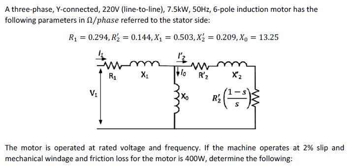 Solved A three-phase, Y-connected, 220V (line-to-line), | Chegg.com