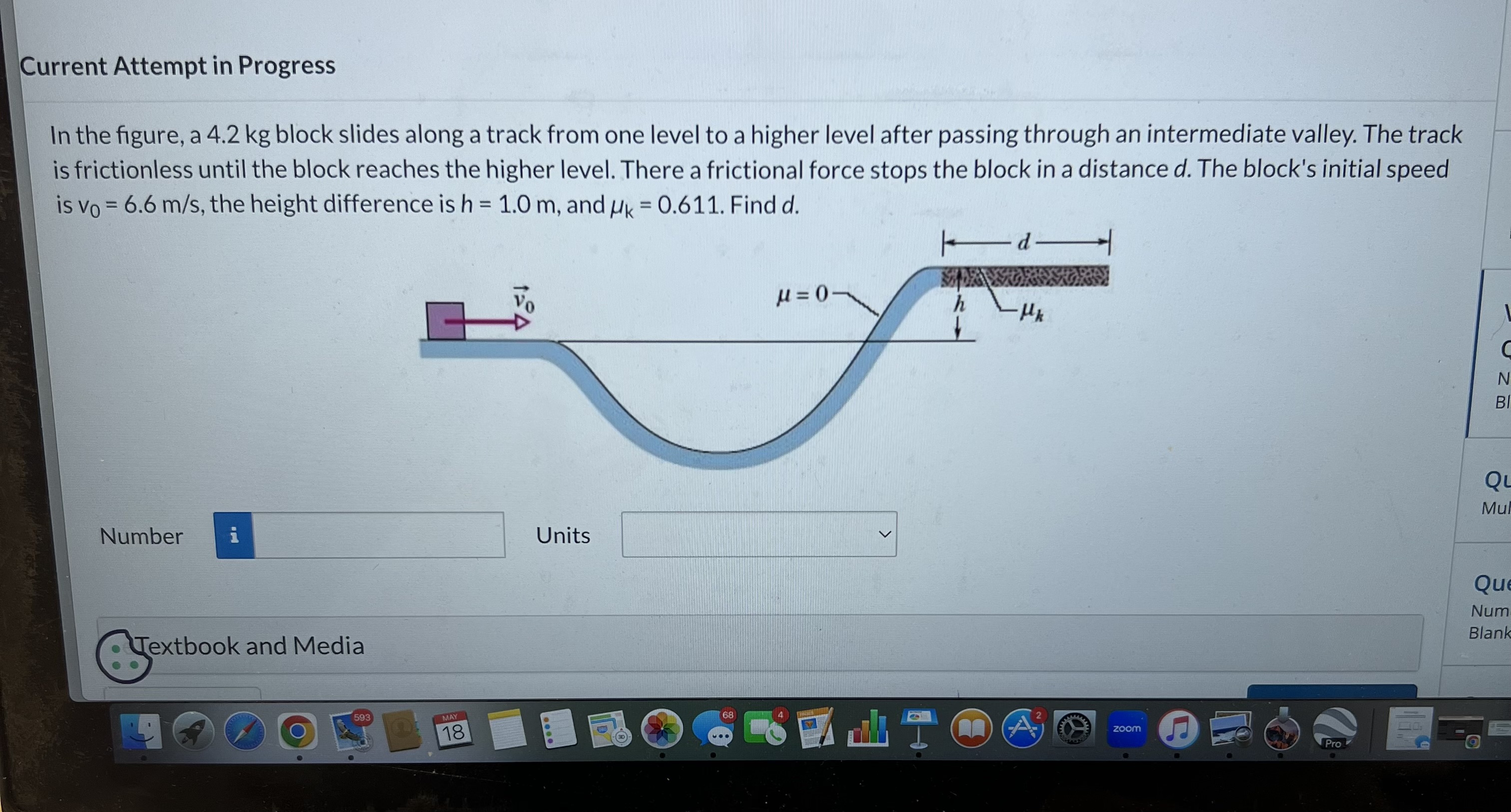 Solved In the figure, a 4.2 kg block slides along a track | Chegg.com