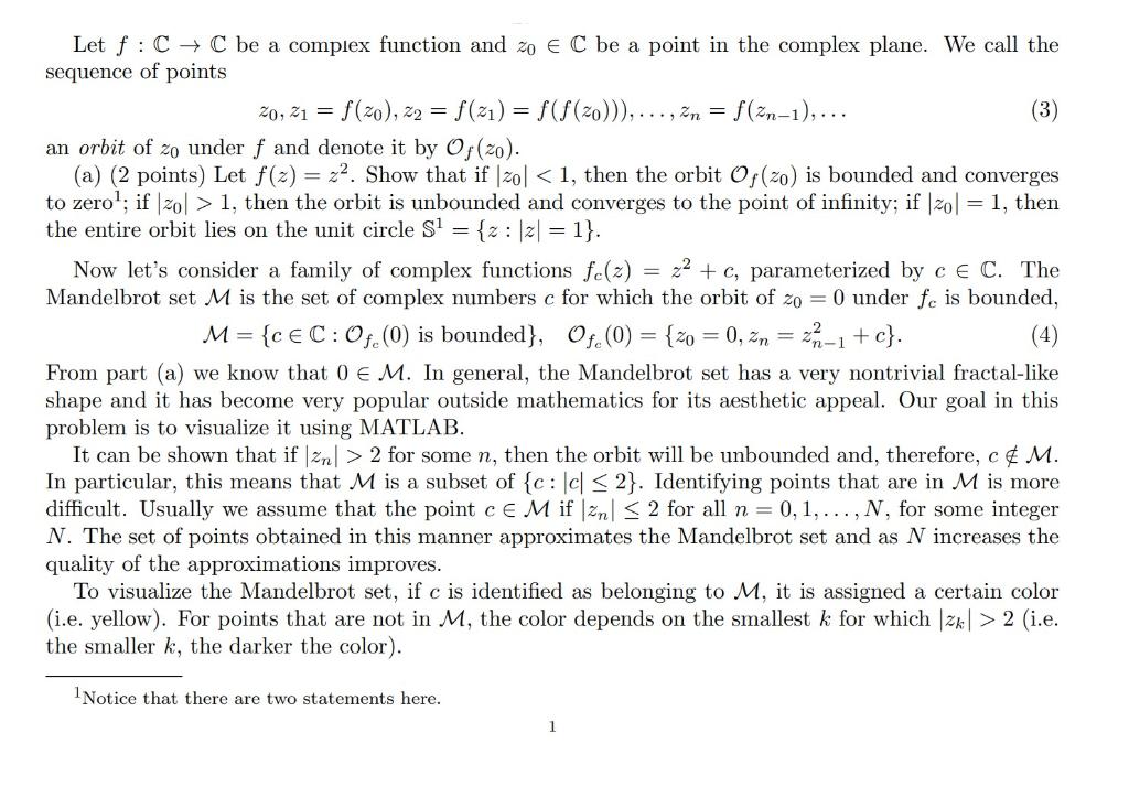 Solved Let f:C→C be a complex function and z0∈C be a point | Chegg.com