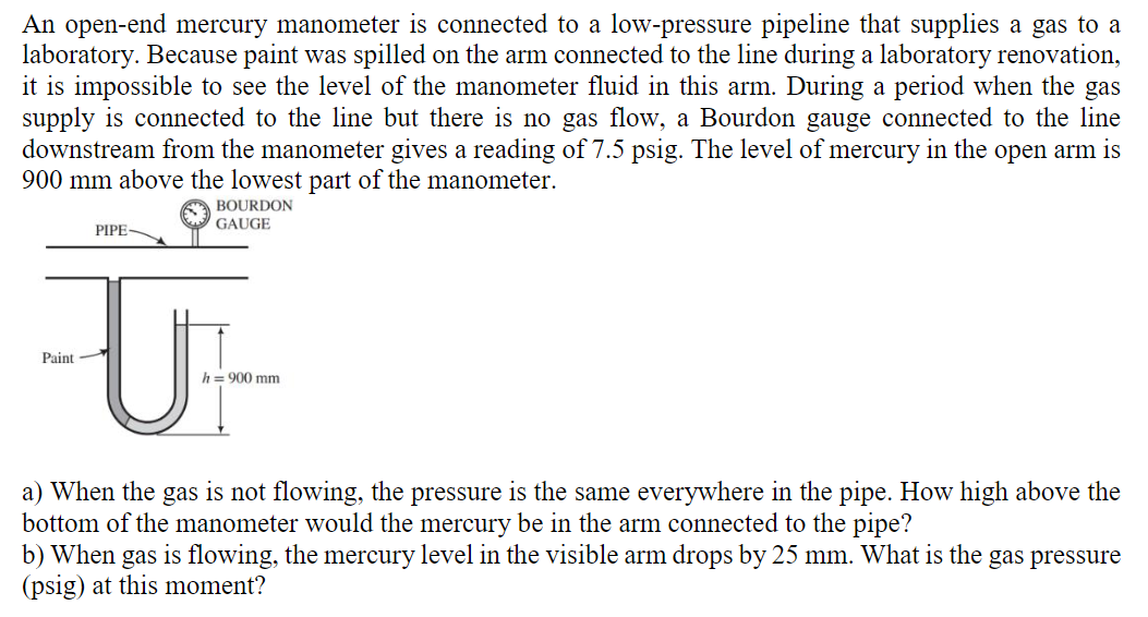 Solved An open-end mercury manometer is connected to a | Chegg.com