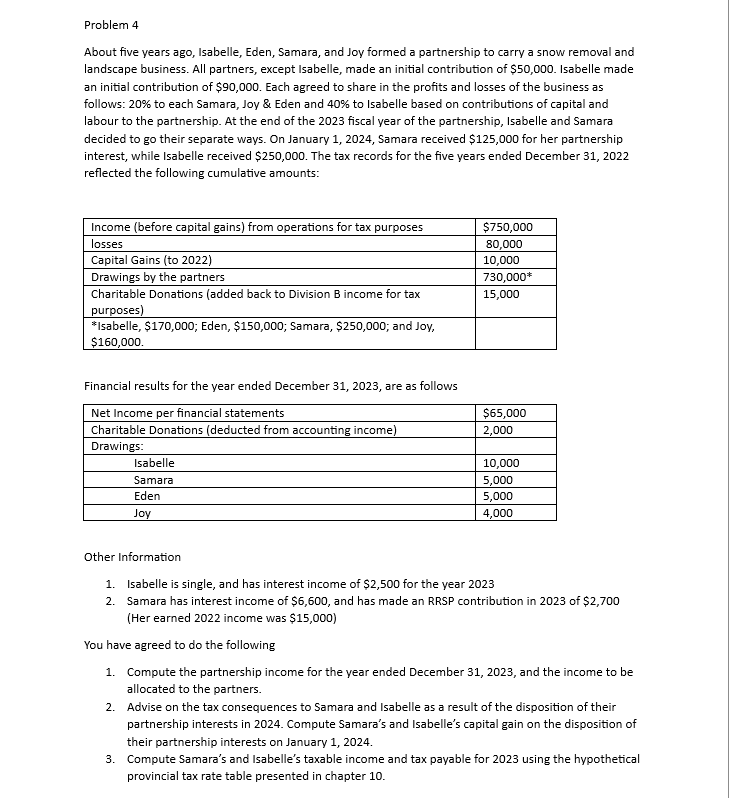 Solved Problem 4About five years ago, Isabelle, Eden, | Chegg.com