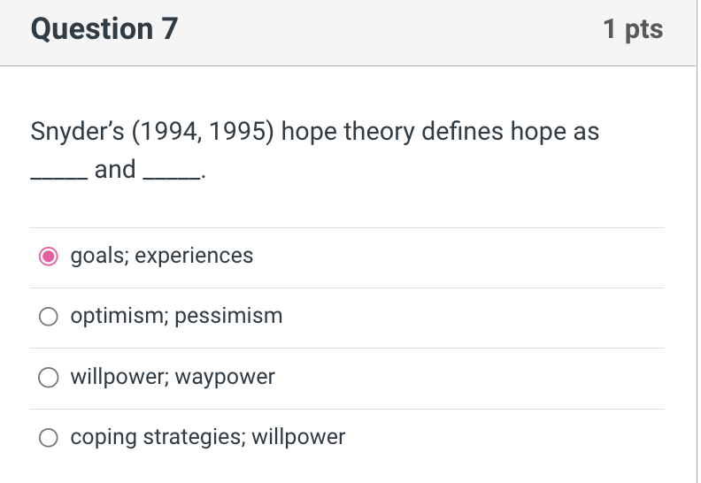 Solved Snyder's (1994,1995) hope theory defines hope as and | Chegg.com