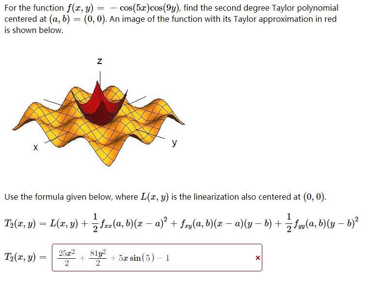 Solved For the function f(x, y) cos(5x)cos(9y), find the | Chegg.com