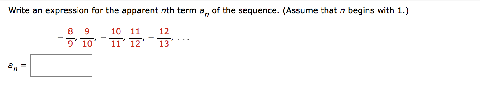 Solved Write an expression for the apparent nth term an of | Chegg.com