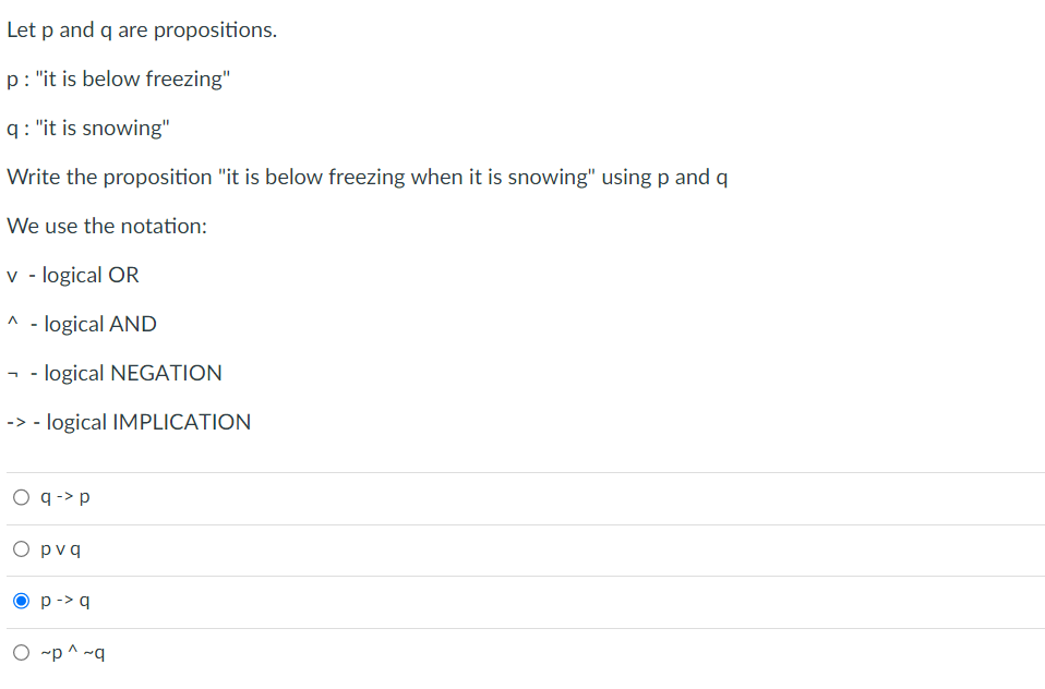 Solved Let p and q are propositions. p : "it is below | Chegg.com