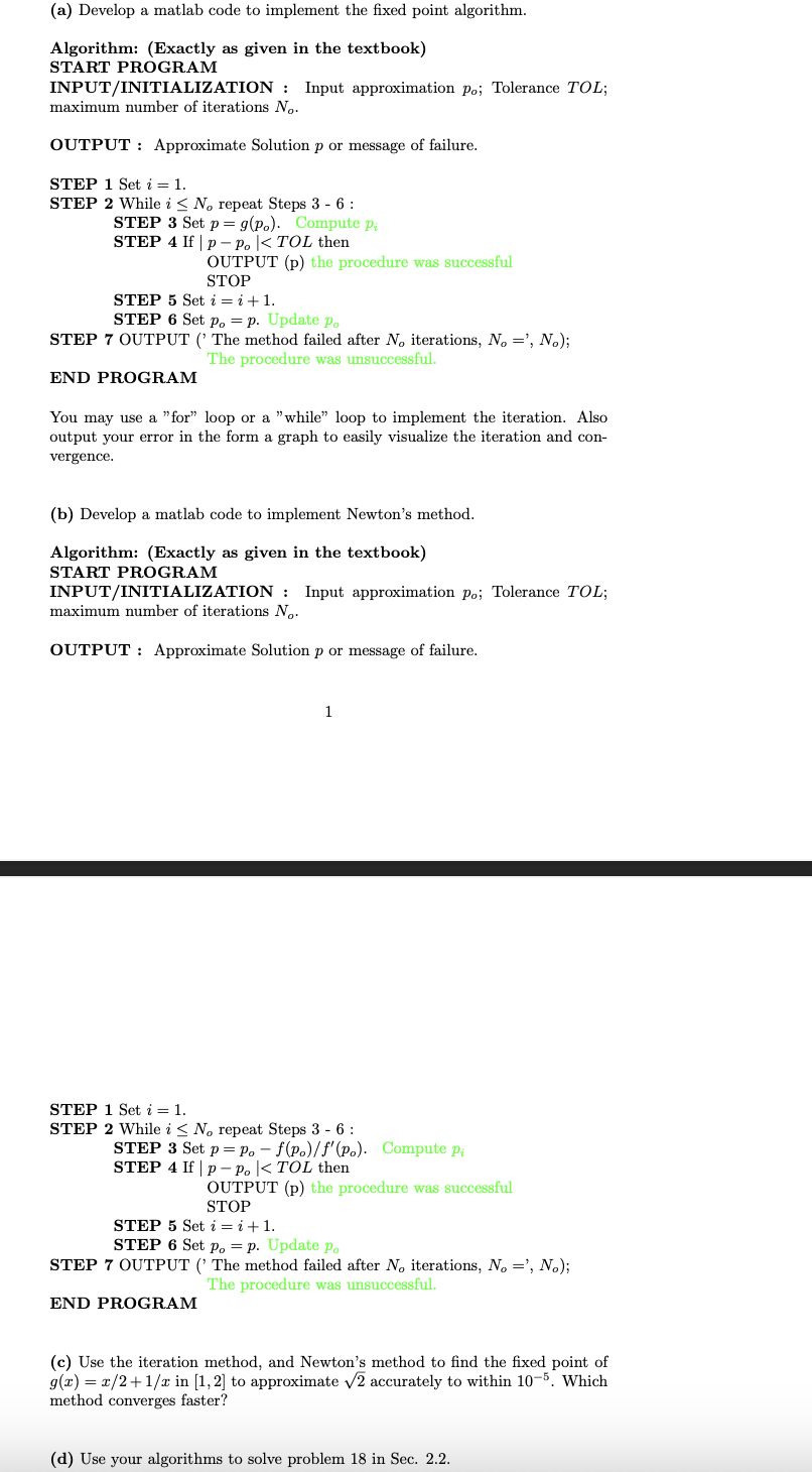 Solved please provide me the matlab code for each question | Chegg.com